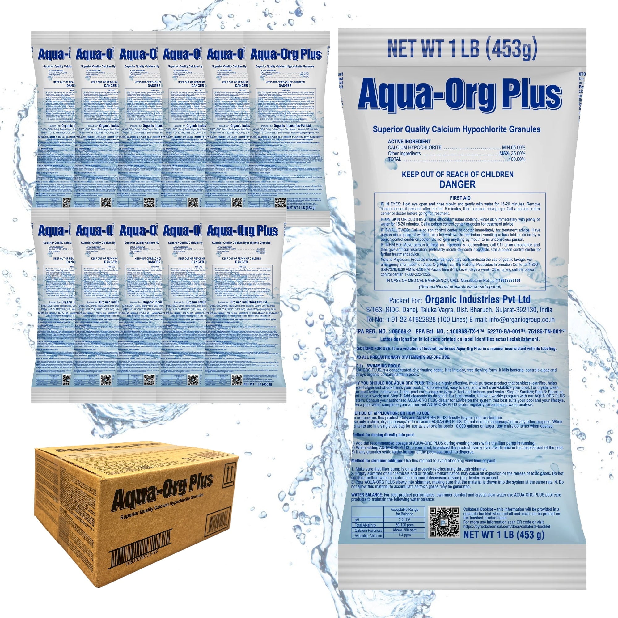 Aqua-Org Plus Calcium Hypo Pool Shock 1 lb Bags, 12-Pack, Swimming Pool ...