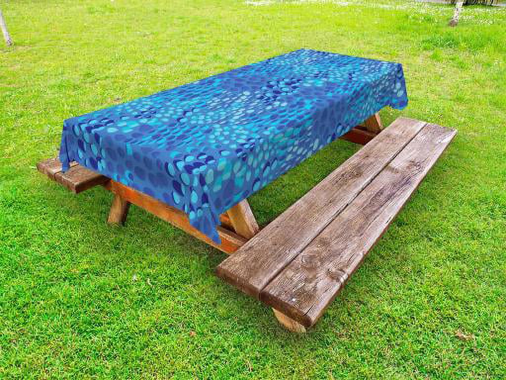 Aqua Outdoor Tablecloth, Animal Pattern Inspired by Tropical Fish Skin ...