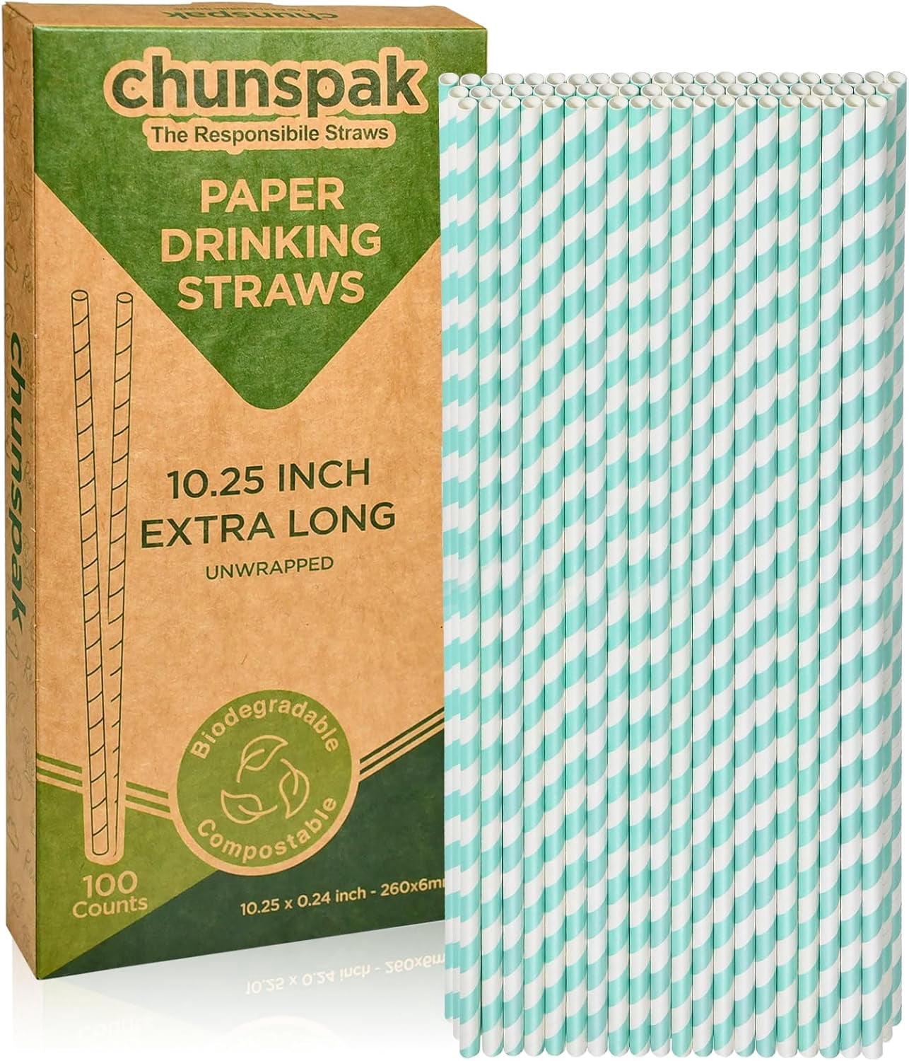 Aqua Paper Straws 10 Inch Extra Long - for Tall Drinks, Baby Shower ...