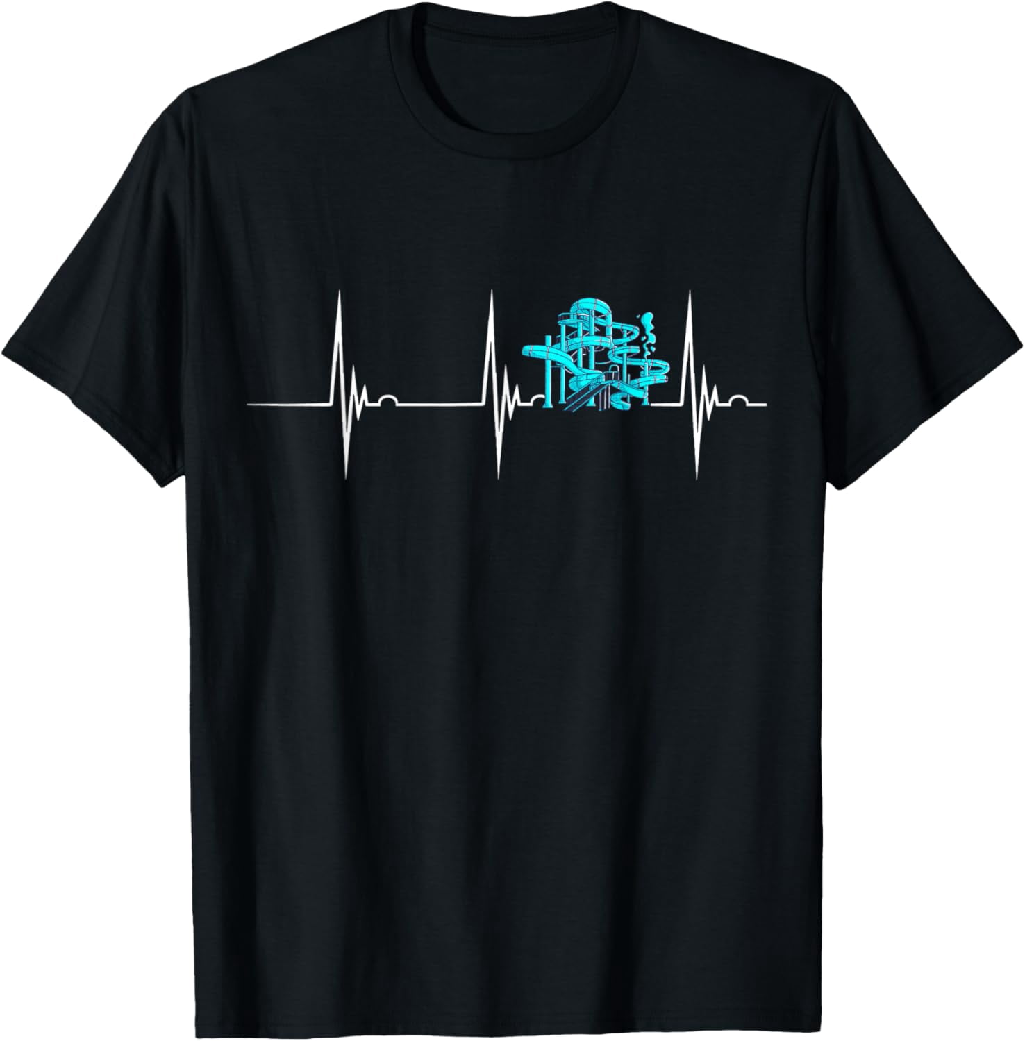 Aqua Park Heartbeat EKG Pulse Water Slide Waterpark Lover T-Shirt men ...