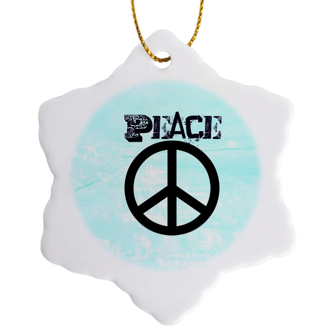 3drose, Aqua Peace Sign Symbols Spirituality, 3 inch Snowflake ...