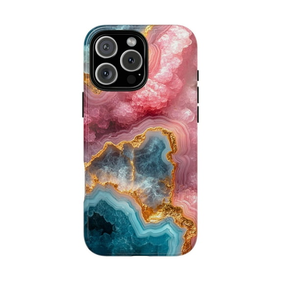 Aqua Pink Crystal Geode Rock Mineral Pattern Phone Case 17 16 15 14 13 ...