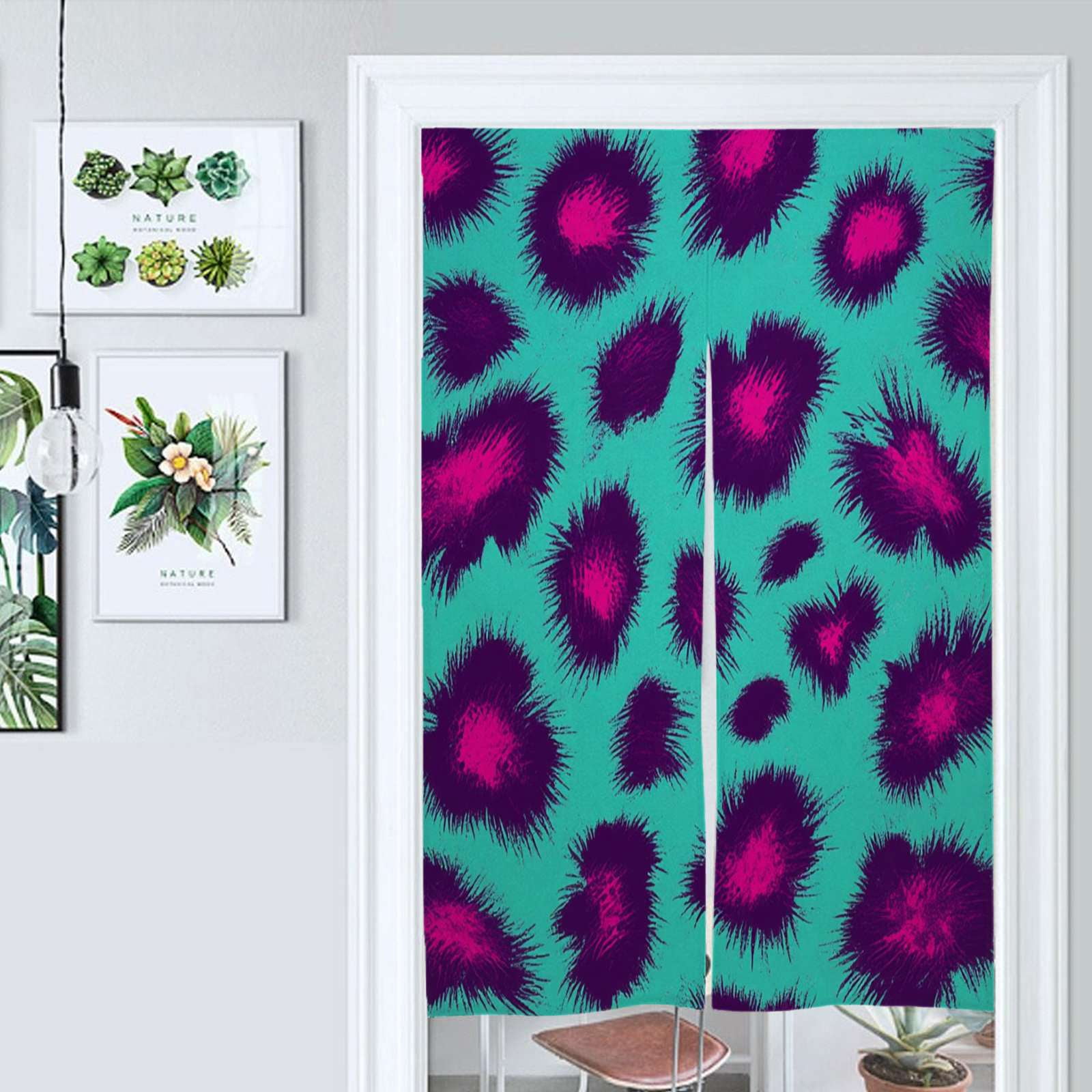 Aqua Pink Purple Animal Print Door Curtain Nordic Living Room ...
