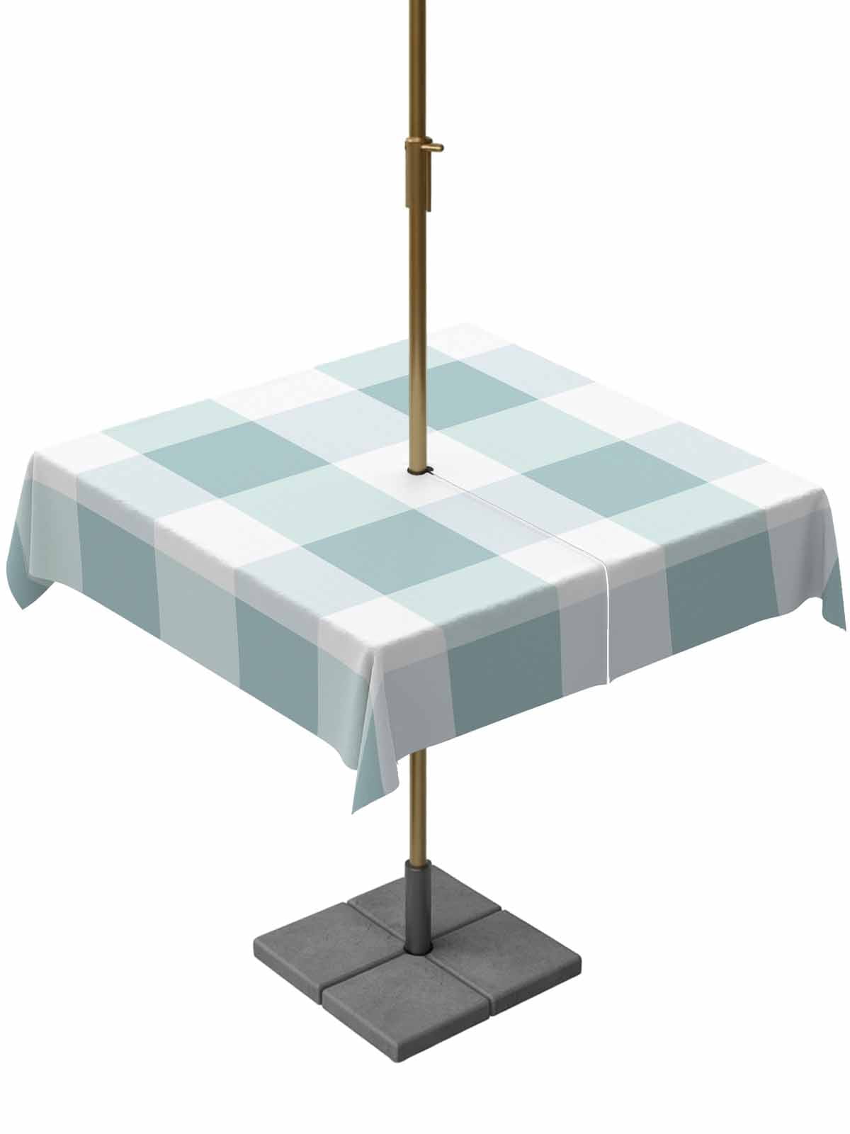 Aqua Plaid Table Cloth Rectangle Outdoor Tablecloth, Spring Summer ...