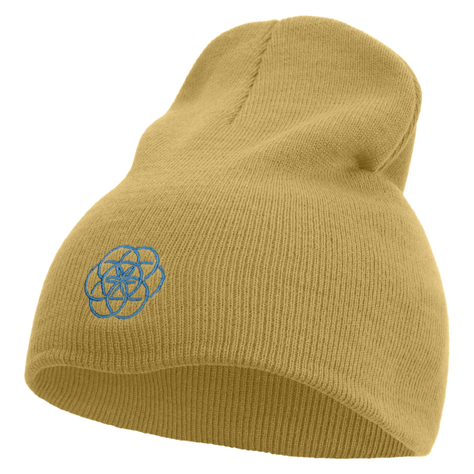 Aqua Planet Logo Embroidered 8 inch Acrylic Short Beanie - Khaki OSFM ...