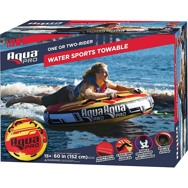 Aqua Pro Towable Tube for Water Sports – 1-2 Riders – Deck-Style ...