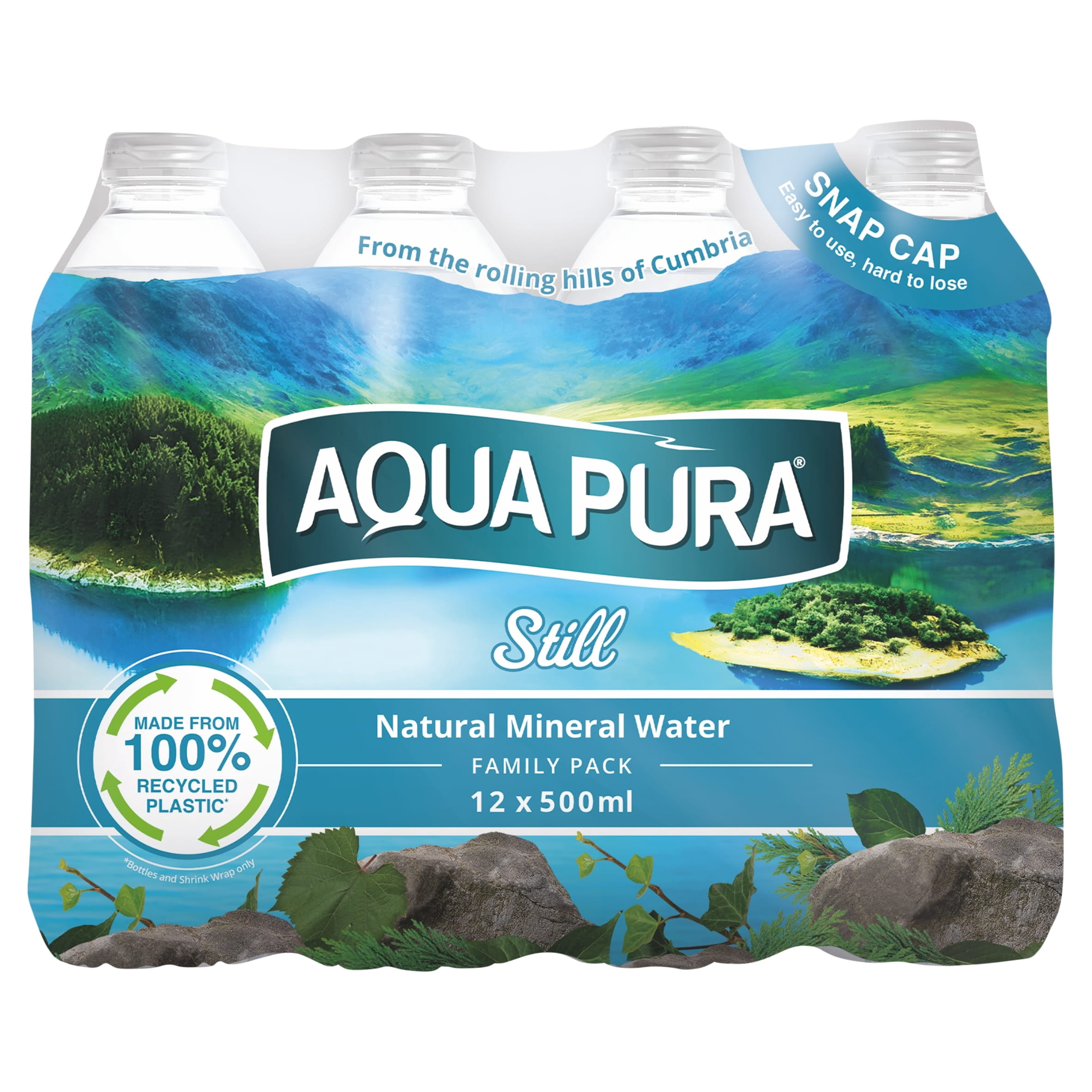 Aqua Pura Still Natural Mineral Water 12 x 500ml, Imported from Britain ...