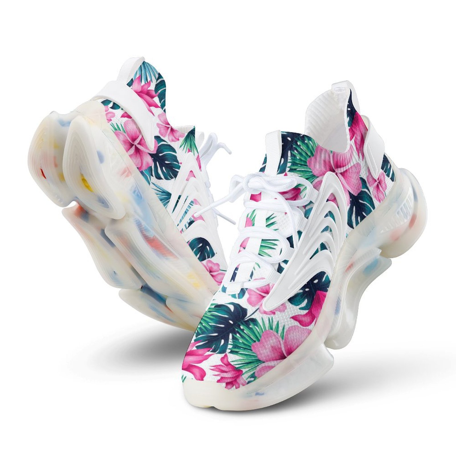 Aqua Red, Flowers, Summer, Green Leaves Walking Shoes for Men Woman ...