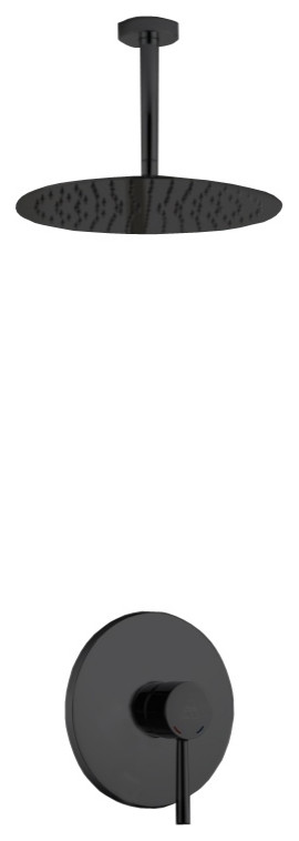 Aqua Rondo Matte Black Shower Set With Ceiling Mount 12" Rain Shower ...