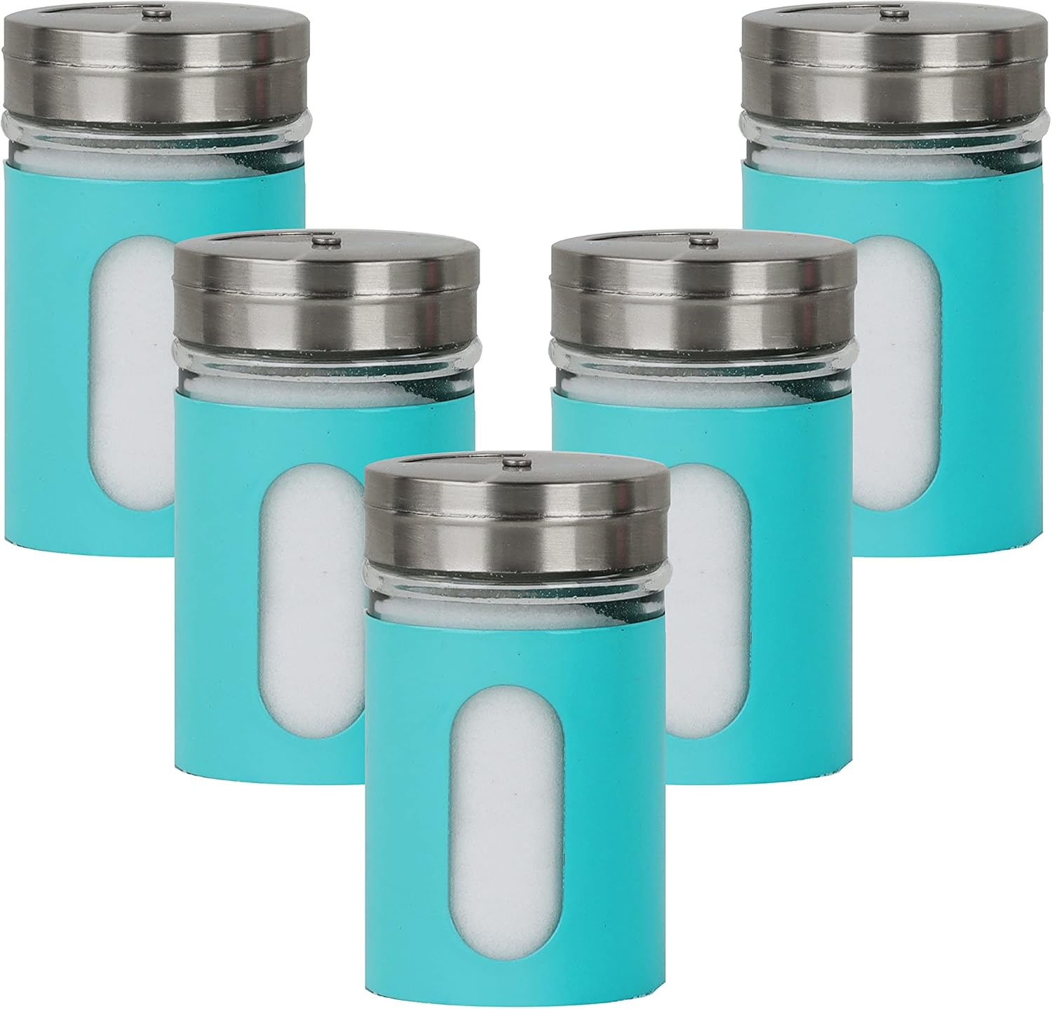 Aqua Salt Shakers Spice Jars Glass - Set of 5 - Walmart.com