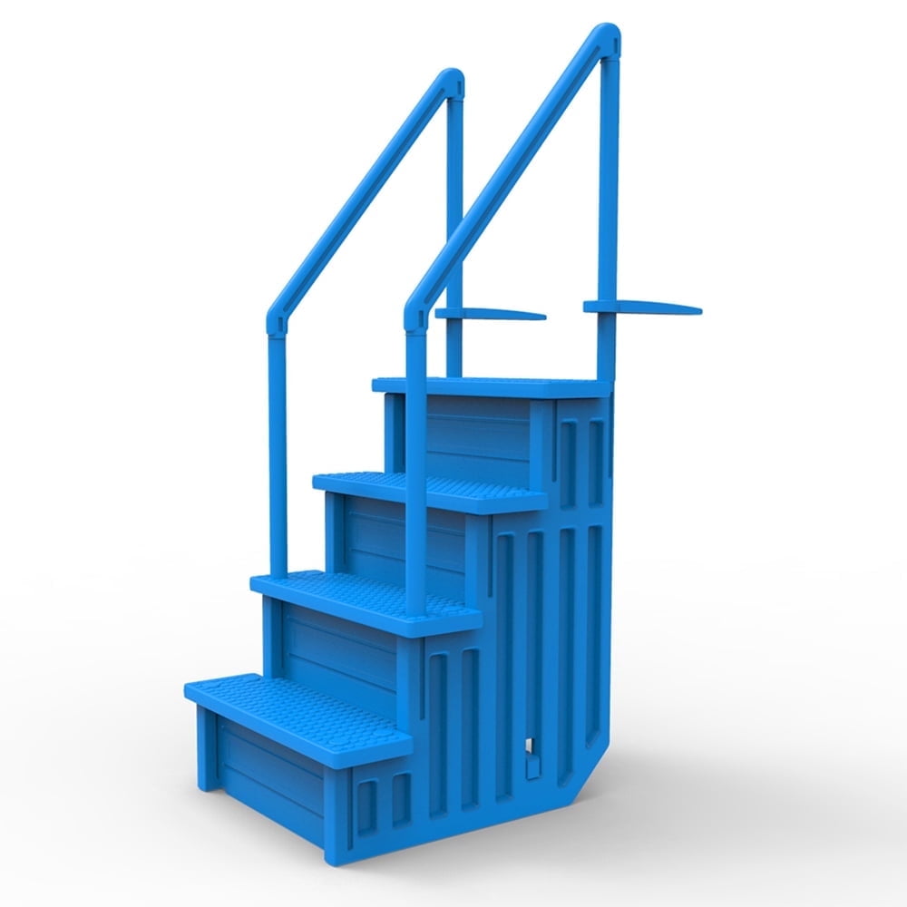Aqua Select Anti-Slip Pool Steps with Safety Ladder & Deck Attachment ...