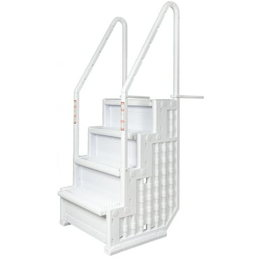 Plastic In-Pool Step Ladder for Above Ground Pools with Deck Stairs ...