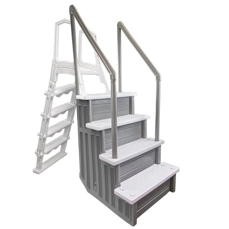In Ground Swimming Pool Ladders Steps And Safety Handrails