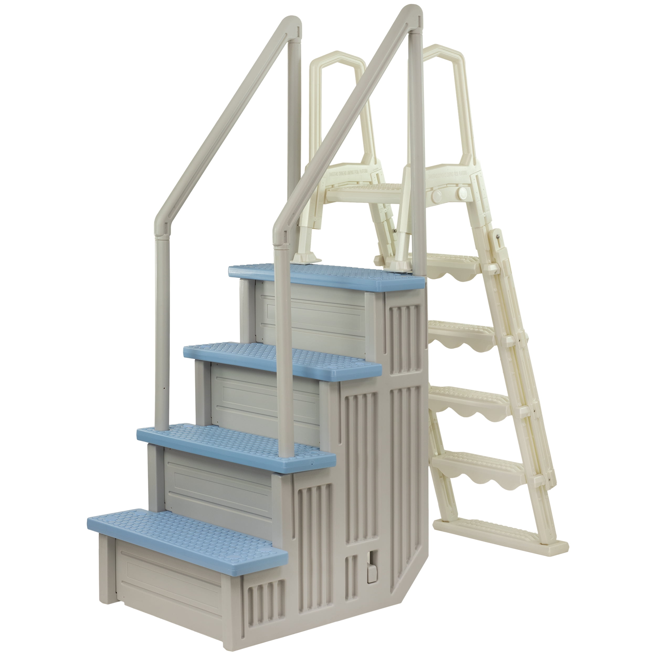 Aqua Select Cloud Gray Anti-Slip Pool Steps with Tranquil Blue Steps ...