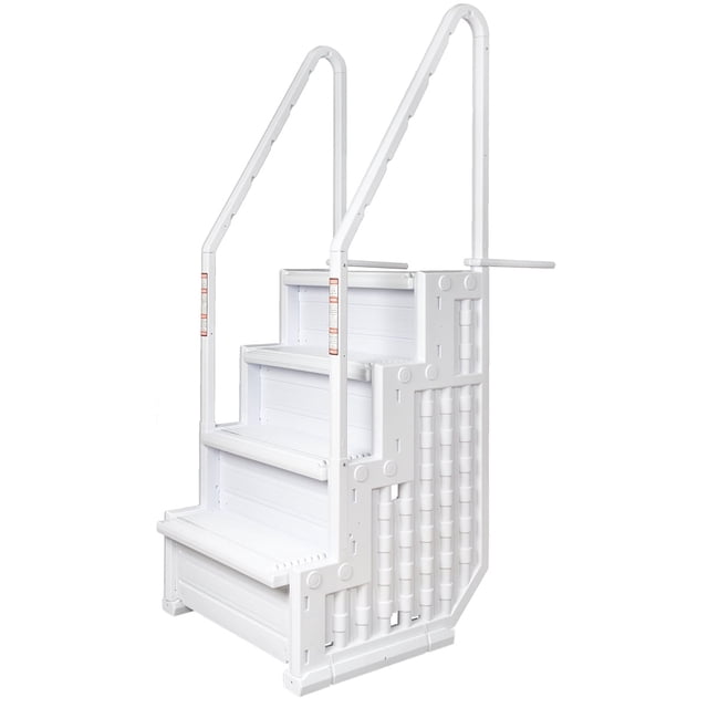 Aqua Select Everest Above Ground Pool Step Ladder, White, 350lbs Weight ...