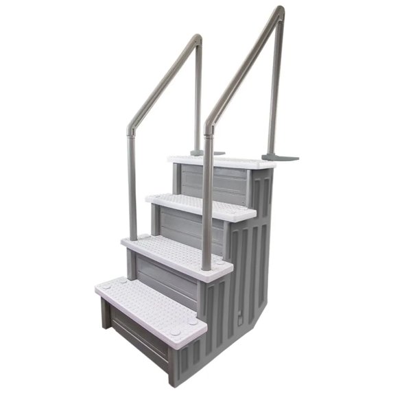 "Aqua Select Anti-Slip In-Pool Steps, White and Grey, for 48-54"" Above ...