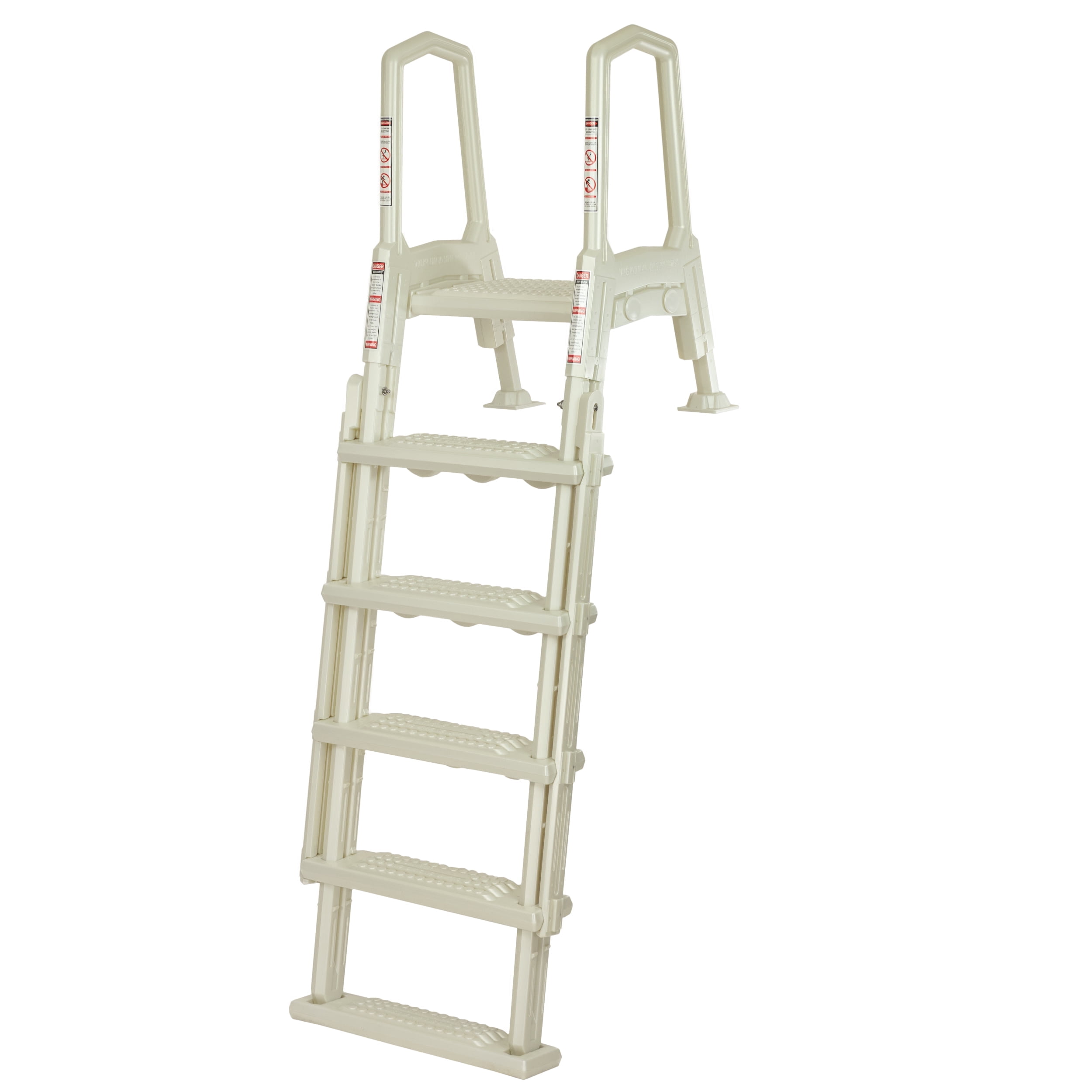 Aqua Select Pearl White Outside Flip-up Safety Ladder for Above Ground ...