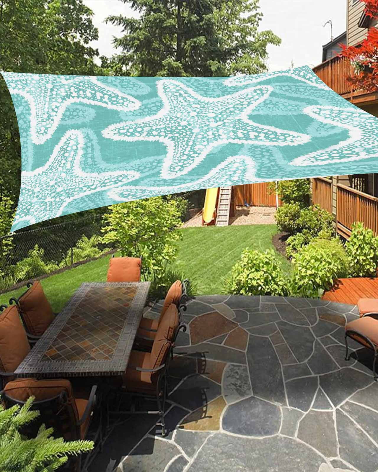 Aqua Starfish Sun Shade Sail 6.5'X10' Coastal Summer Ocean Beach ...