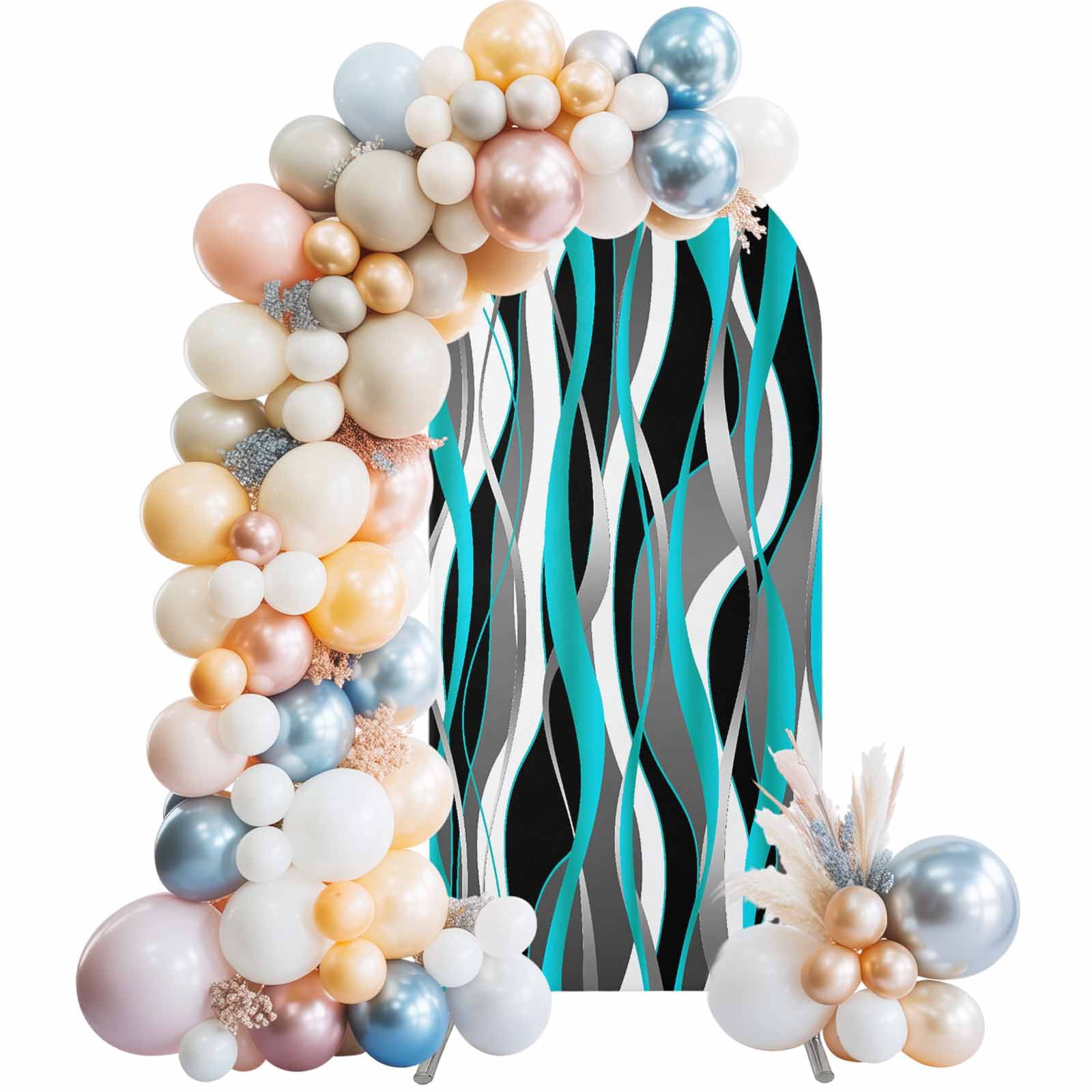 Aqua Stripe Arch Backdrop Cover 6x2.6 Ft, Spandex Wedding Arch Stand ...