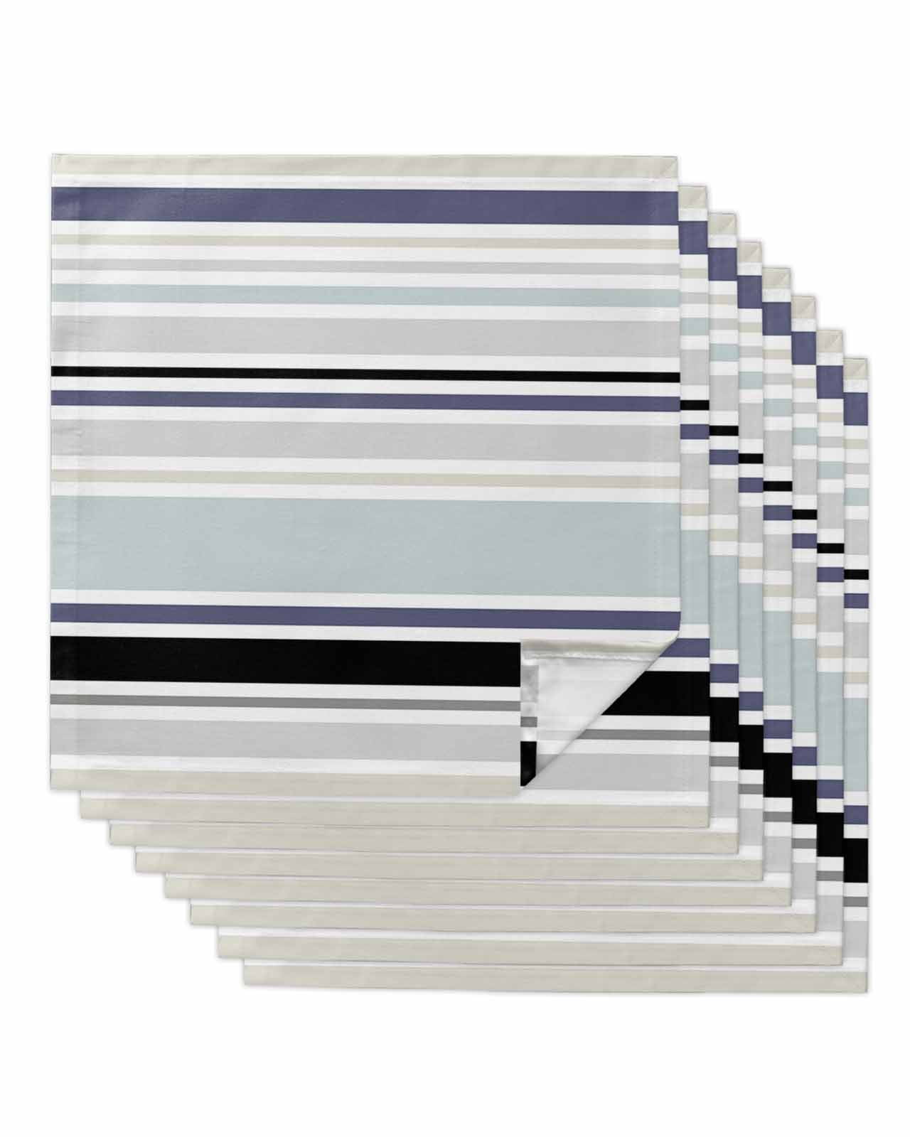 Aqua Stripe Cloth Napkins Set of 8 Reusable Dinner Napkins, Modern ...