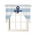 Aqua Stripe Nautical Kitchen Swag Valance for Window, Rod Pocket Short ...