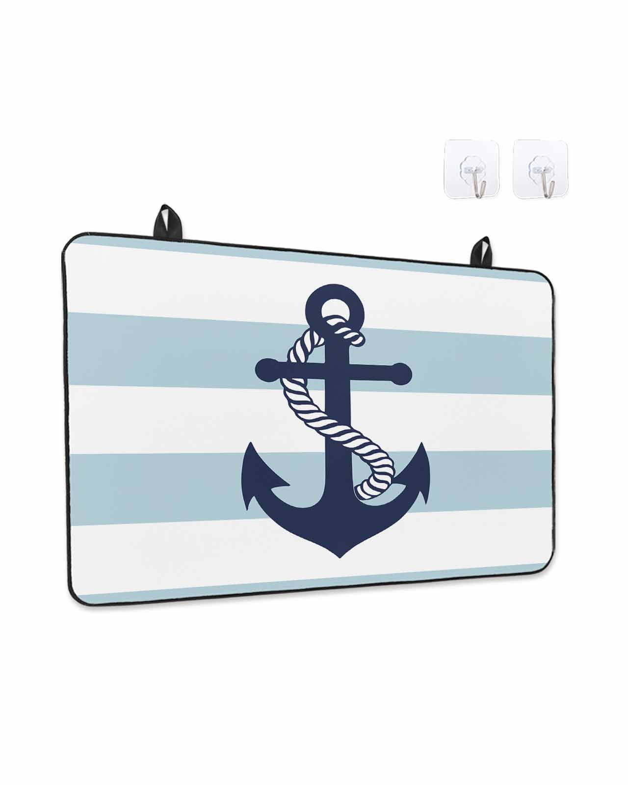 Aqua Stripe Nautical Stove Top Covers for Electric Stove, Kitchen Glass ...