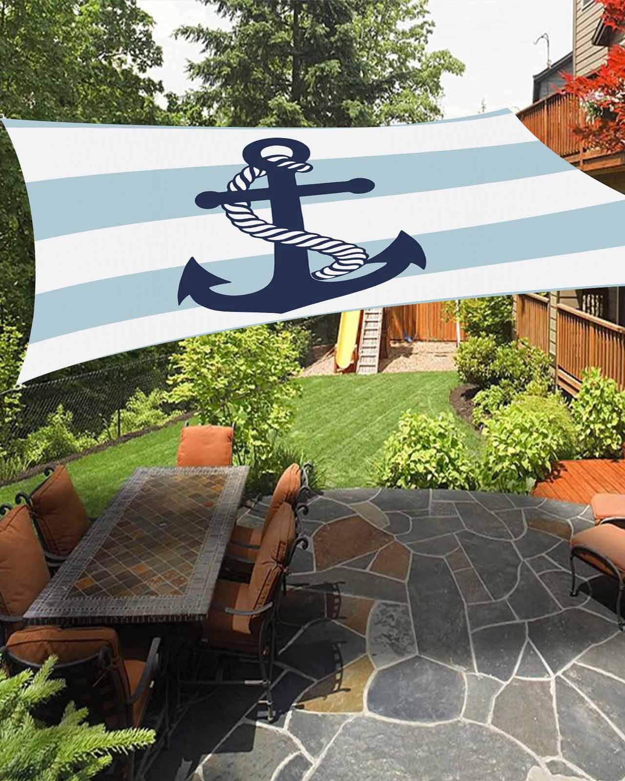 Aqua Stripe Nautical Sun Sail Shades Rectangle Canopy,Sunlight Block ...