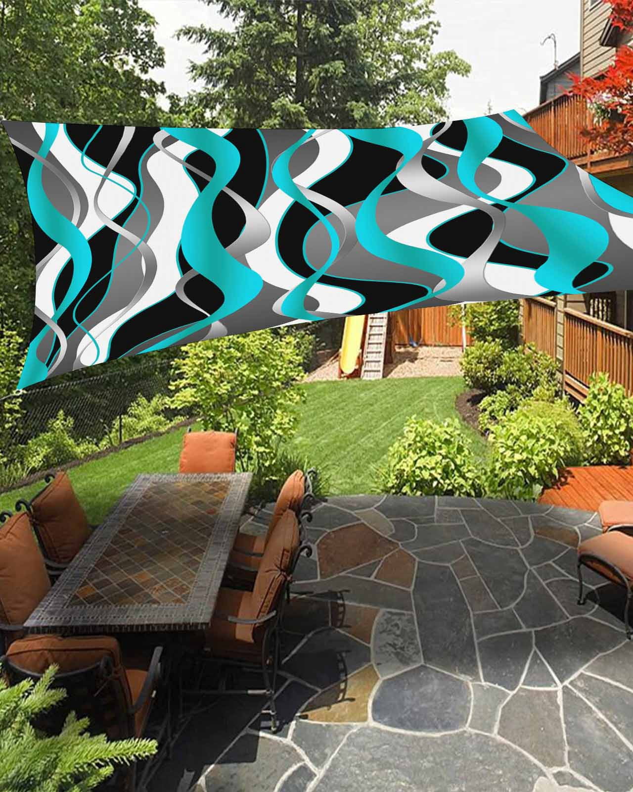 Aqua Stripe Sun Sail Shades Rectangle Canopy,Sunlight Block Heavy Duty ...