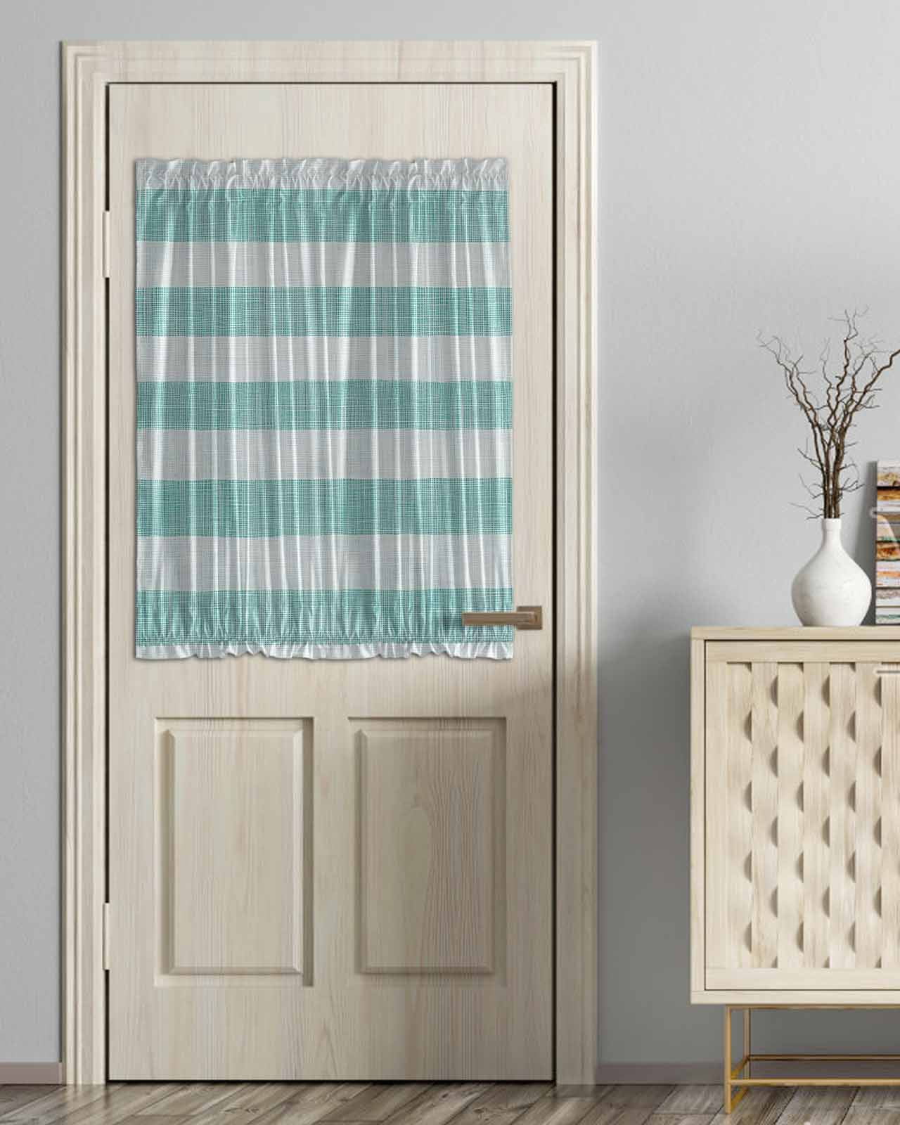 Aqua Striped Blackout Door Curtains for French, Glass,Front, Back ...