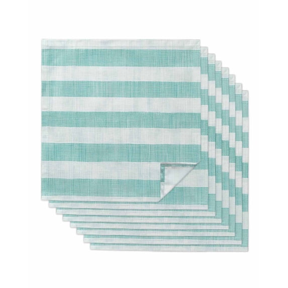 Aqua Striped Cloth Napkins Set of 8 Reusable Dinner Napkins, Rustic ...