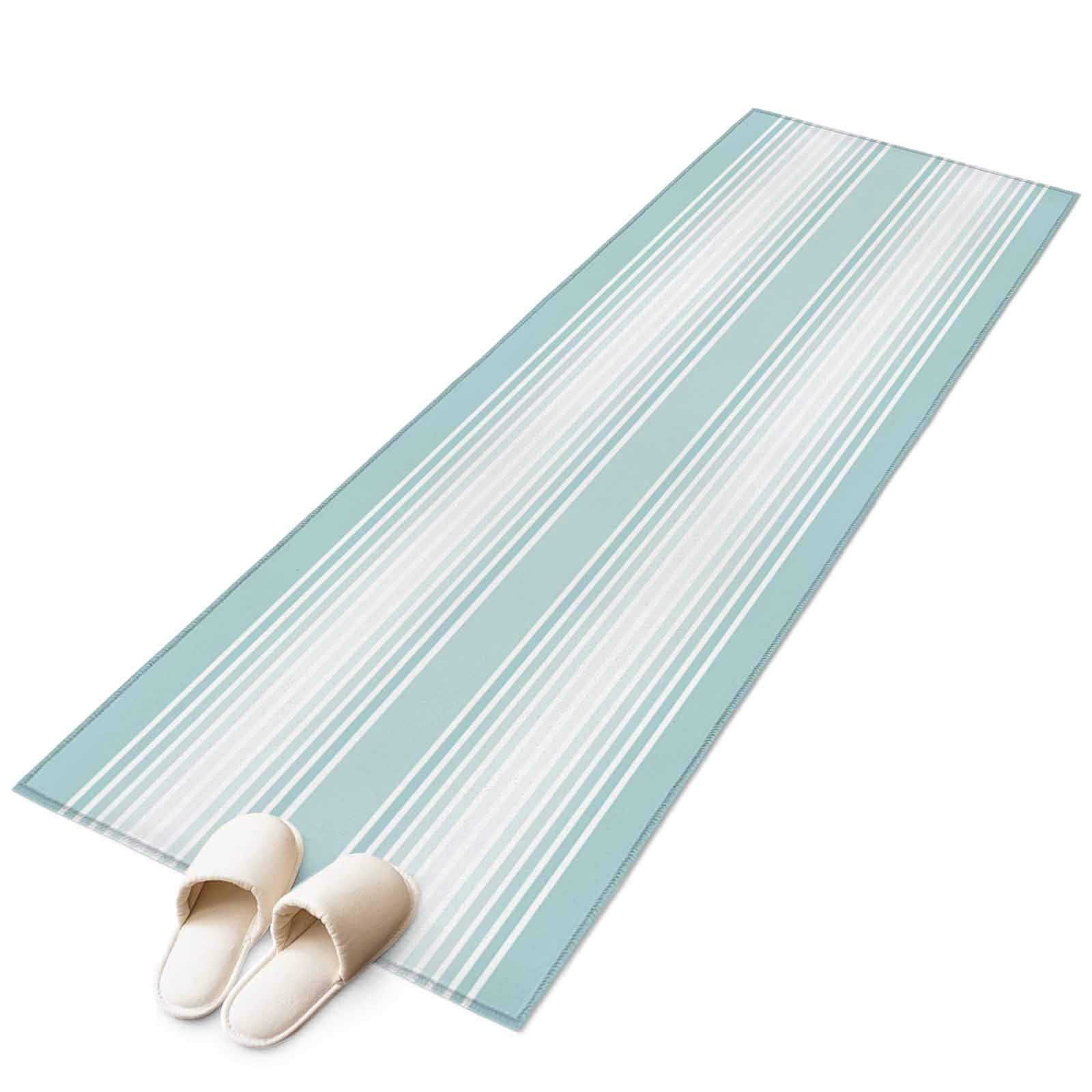Aqua Striped Kitchen Runner Rug 2x6 Washable Runners for Hallway Non ...