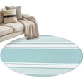 Aqua Striped Round Area Rugs 3 ft, Modern Farmhouse Stripe Minimalist ...