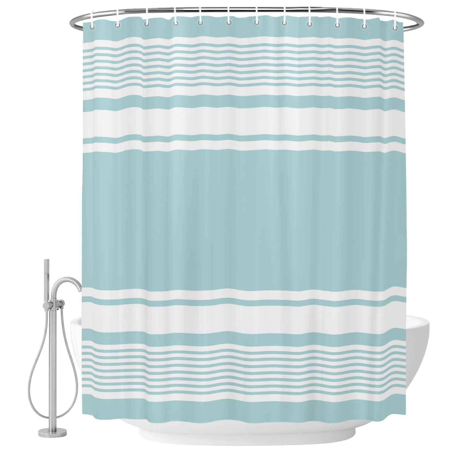 Aqua Striped Shower Curtain for Bathroom, Modern Farmhouse Stripe ...