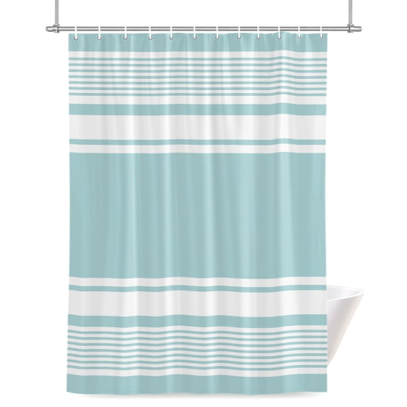 Aqua Striped Shower Curtains for Bathroom, Modern Farmhouse Stripe ...