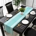 Aqua Striped Table Runner 108 Inches Long - Luxurious White Stripes ...