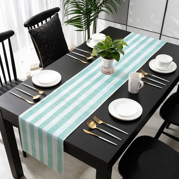 Aqua Striped Table Runner 36 Inches Small - Rustic Farmhouse Stripes ...