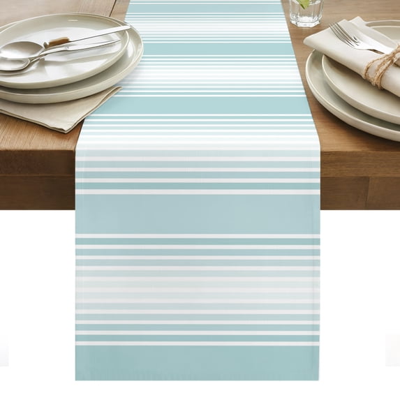 Aqua Striped Table Runner Teal Ombre Farmhouse Stripes Tablerunners 13 ...