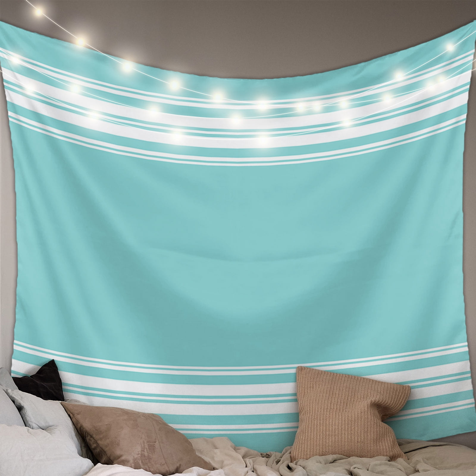 Aqua Striped Tapestry for Bedroom Wall Hanging Tapestry, Luxurious ...