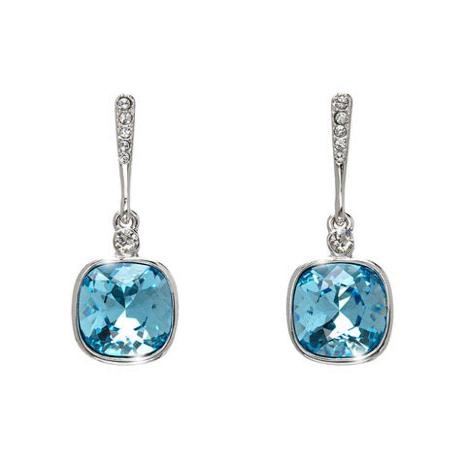 Aqua Swarovski Crystal Cushion Cut Drop Earrings - Walmart.com