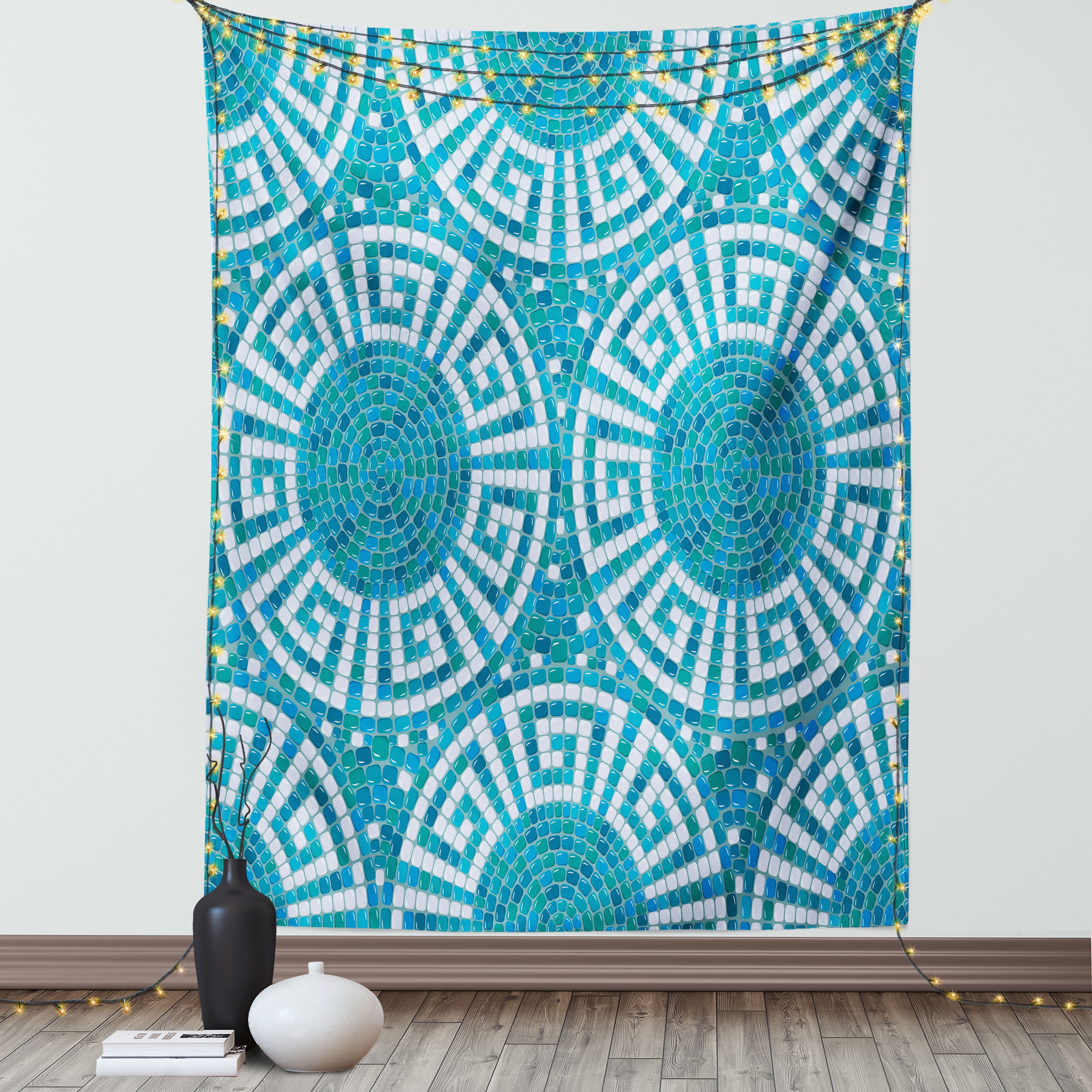 Aqua Tapestry, Greek Meander Mosaic Pattern Classical Geometrical ...