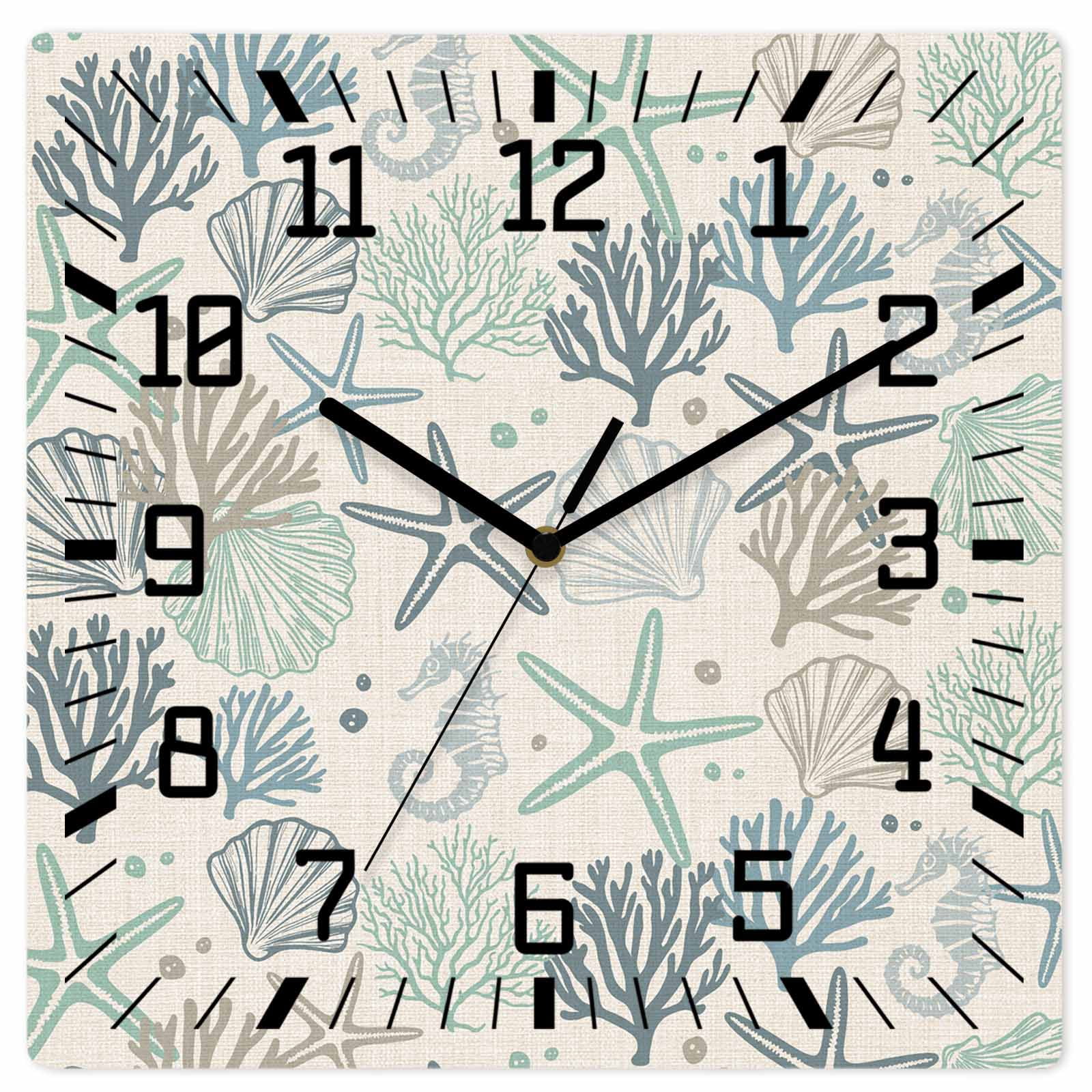 Aqua Teal Coastal Wooden Wall Clock Silent Non Ticking, Summer Beach ...