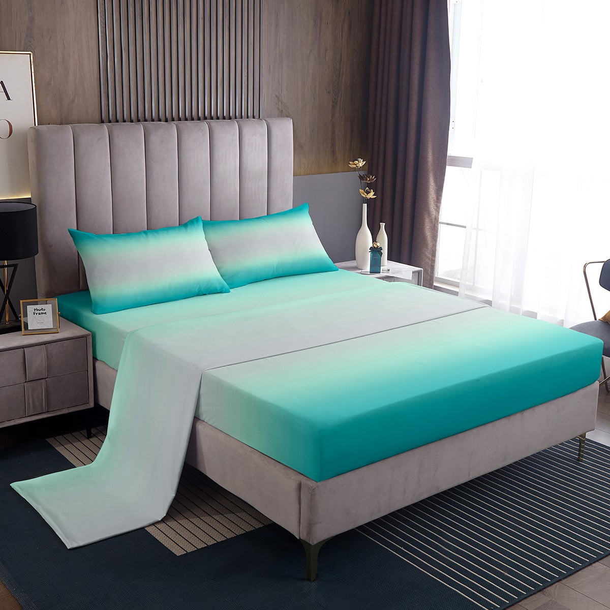 Aqua Teal and Greyish Gradient Sheet Set Modern Colorful Sheets for ...
