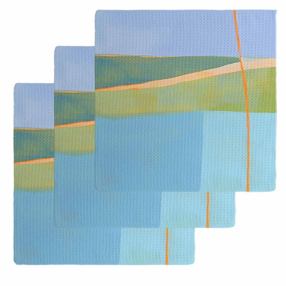 Aqua Teal Orange Kitchen Dish Towels for Drying Dishes Set of 3, Modern ...