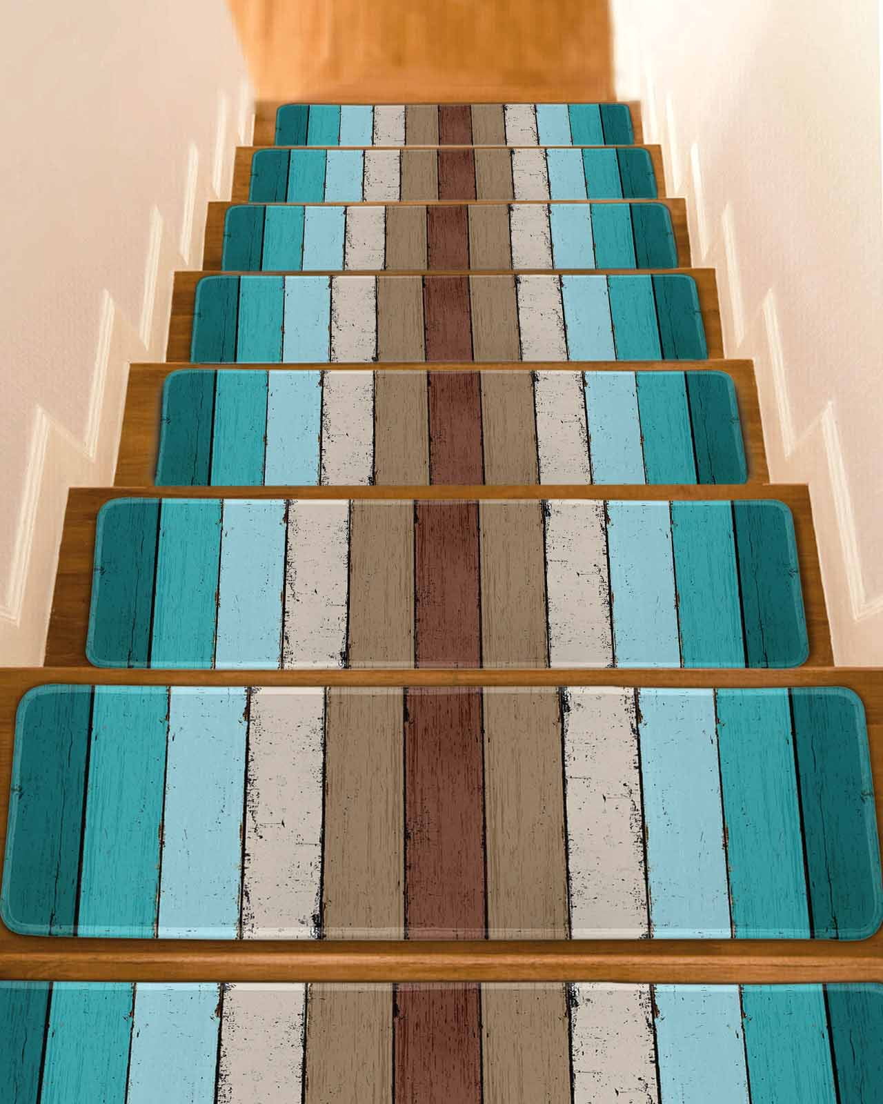 Aqua Teal Stair Treads for Wooden Steps Indoor Runner Rug Carpet ...