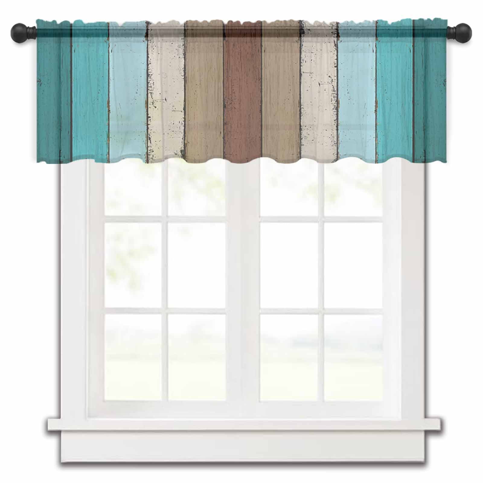 Aqua Teal Valance Curtains for Kitchen/Living Room/Bathroom/Bedroom ...