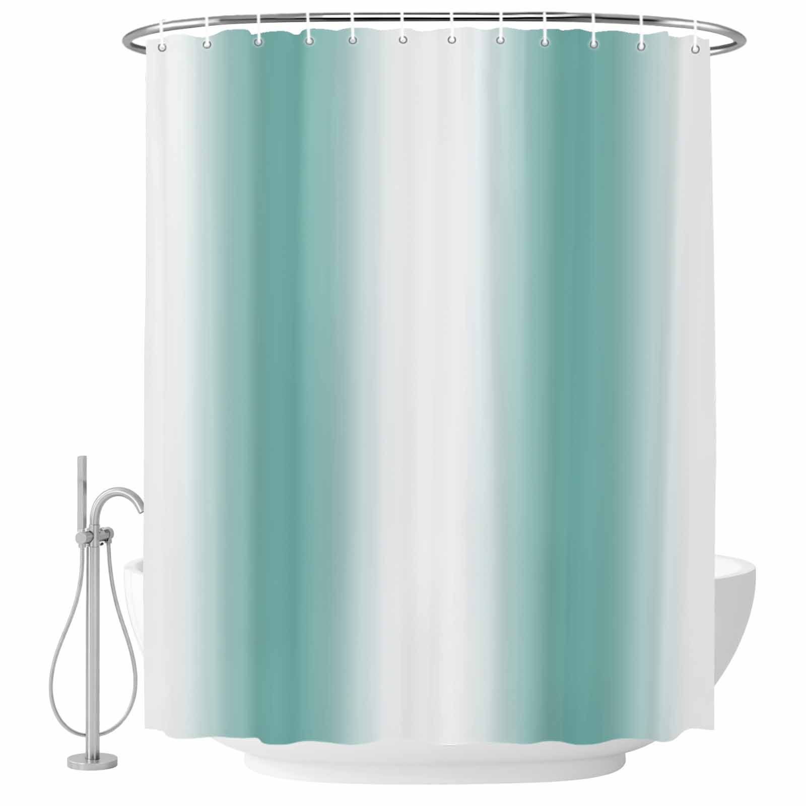 Aqua Teal White Ombre Shower Curtain Water Repellent Fabric Shower