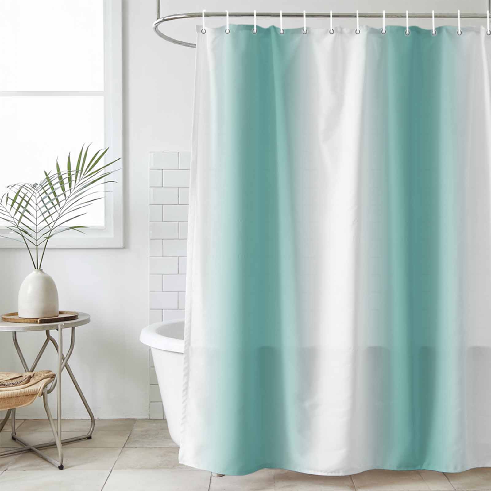 Aqua Teal White Ombre Waterproof Fabric Shower Curtain Modern Abstract Aqua Teal White Ombre Waterproof Fabric Shower Curtain Modern Abstract