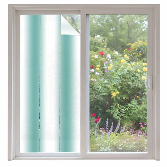 Aqua Teal White Ombre Window Privacy Film, Modern Abstract Art ...