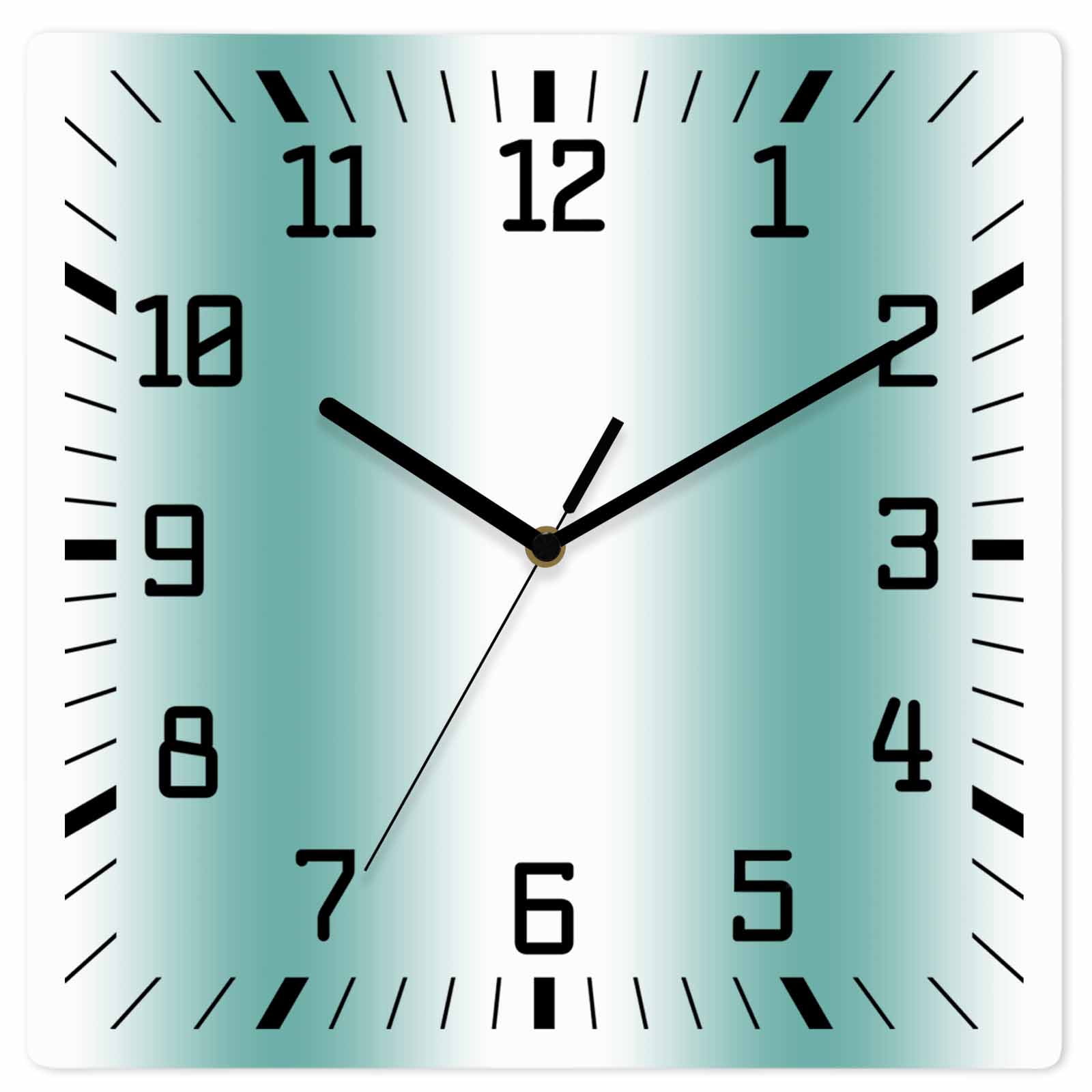 Aqua Teal White Ombre Wooden Wall Clock Silent Non Ticking, Modern ...