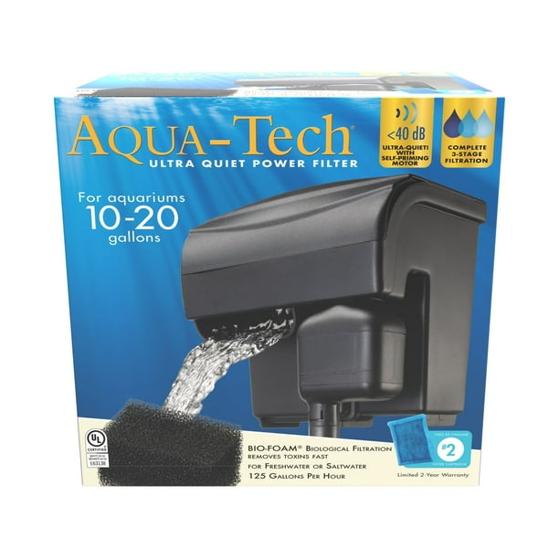 Aqua-Tech Ultra Quiet Power Filter, For Aquariums 10-20 Gallons ...